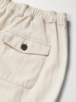 Oliver Peoples Slim-fit Straight-leg Herringbone Cotton Trousers