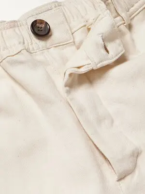 Oliver Peoples Slim-fit Straight-leg Herringbone Cotton Trousers