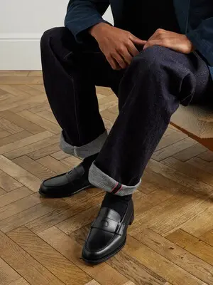 DRAKE'S Charles Leather Penny Loafers - Black
