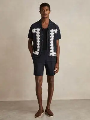 REISS Deck Drawstring Chino Shorts - Navy