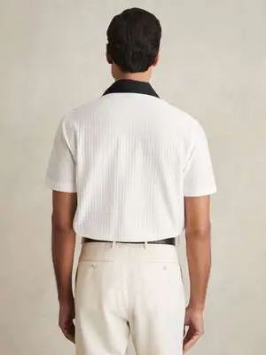 REISS Aster Cotton Textured Colour-block Shirt