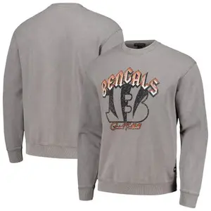 THE WILD COLLECTIVE Cincinnati Bengals Distressed Pullover Sweatshirt - Gray