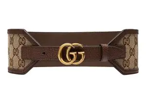 Gucci Gg Marmont Wide 68mm Belt - Beige/ebony/gold