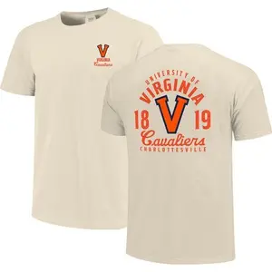 IMAGE ONE Virginia Cavaliers Comfort Colors Mascot Overlay T-shirt - Cream