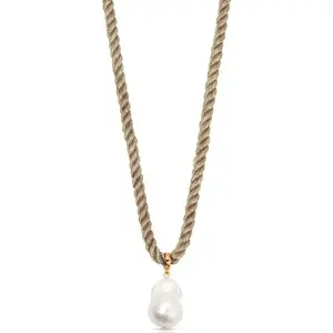 Ettika Rope Cord Freshwater Pearl Pendant Necklace - Beige