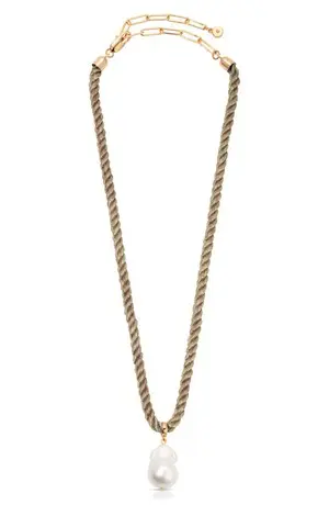 Ettika Rope Cord Freshwater Pearl Pendant Necklace - Beige