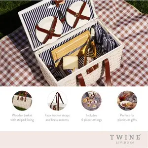 TWINE Tahoe Picnic Basket Set For Four