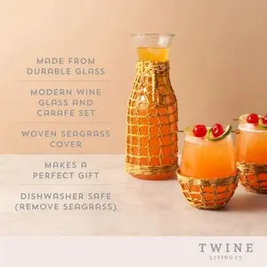 TWINE Island Carafe & Stemless Wine Glasses Set Of 3