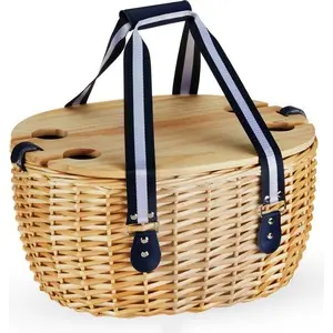 TWINE Central Park Willow Picnic Basket Set For Four - Brown