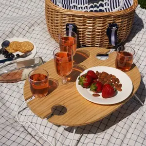 TWINE Central Park Willow Picnic Basket Set For Four