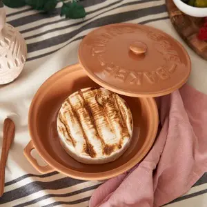 TWINE Terra Cotta Brie Baker With Wood Spreader