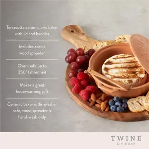 TWINE Terra Cotta Brie Baker With Wood Spreader