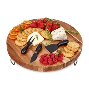 TWINE Acacia Footed Cheese Board And Knife Set - Wood