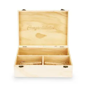 TWINE Celebrate Wood Champagne Box And Flutes Set