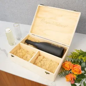 TWINE Celebrate Wood Champagne Box And Flutes Set