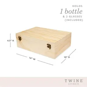 TWINE Celebrate Wood Champagne Box And Flutes Set