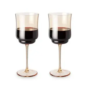 TWINE Tulip Stemmed Wine Glasses In Amber Set Of 2 - Brown