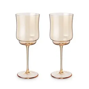TWINE Tulip Stemmed Wine Glasses In Amber Set Of 2