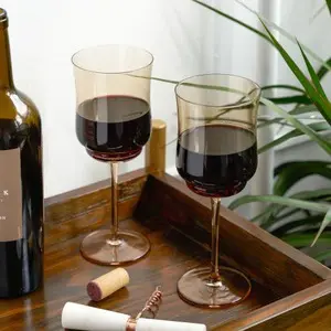 TWINE Tulip Stemmed Wine Glasses In Amber Set Of 2