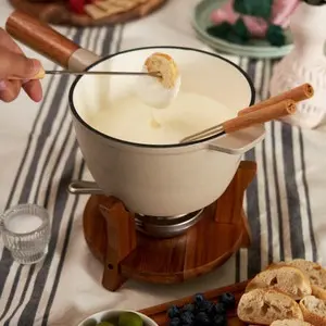 TWINE Wood And Cast Iron Fondue Set