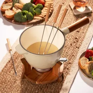 TWINE Wood And Cast Iron Fondue Set