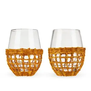 TWINE Island Stemless Wine Glasses Set Of 2