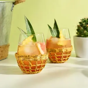 TWINE Island Stemless Wine Glasses Set Of 2