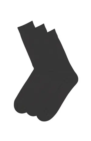 CHARLES TYRWHITT Wool Rich Ribbed Socks Pack Of 3 - Black