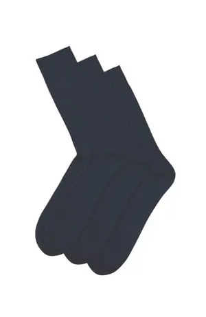 CHARLES TYRWHITT Wool-rich Ribbed Socks 3 Pack - Navy