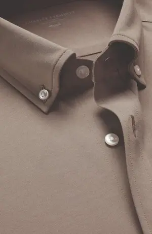 CHARLES TYRWHITT 4 Way Stretch Jersey Shirt - Mocha