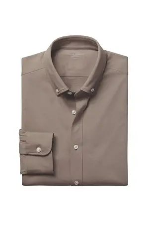 CHARLES TYRWHITT 4 Way Stretch Jersey Shirt - Mocha