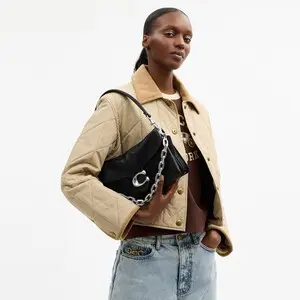 COACH Chain Tabby Shoulder Bag - Silver/black