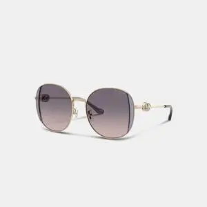 COACH Horse And Carriage Metal Round Sunglasses - Lilac Blush