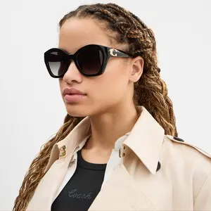 COACH Maxi Sculpted C Geometric Sunglasses - Black