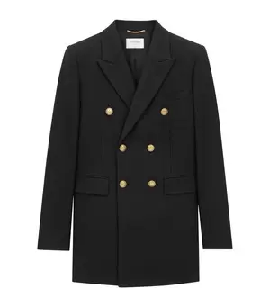 Saint Laurent Virgin Wool Double-breasted Blazer With Gold-tone Buttons