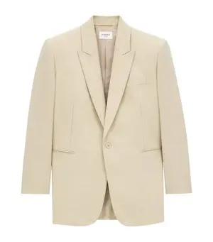 Saint Laurent Virgin Wool Oversized Blazer - Beige