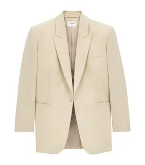 Saint Laurent Virgin Wool Oversized Blazer - Beige