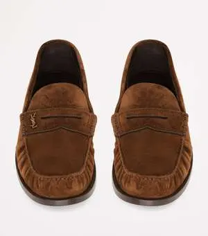 Saint Laurent Suede Loafers - Beige