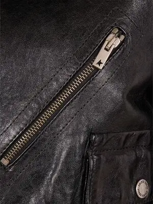 GOLDEN GOOSE Leather Biker Jacket - Black