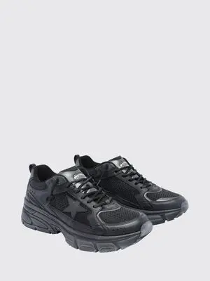 GOLDEN GOOSE Lightstar Low-top Sneakers In Calfskin And Mesh - Black