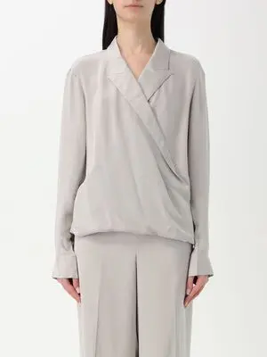 Theory Draped Wrap Blouse - Silver