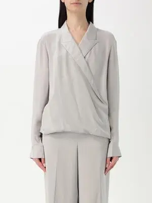 Theory Theory Draped Wrap Blouse Silver