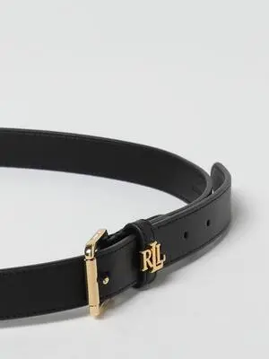 Ralph Lauren Belt With Gold Tone Logo Buckle - Black
