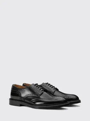 DOUCAL'S Ceremonial Brushed Calfskin Brogue Derby Shoes - Black
