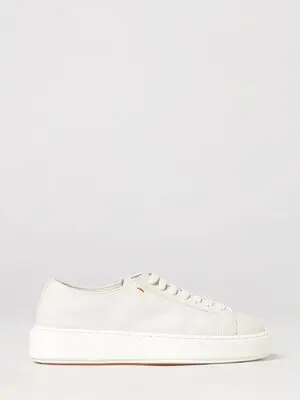 Santoni Low-top Grained Calf Leather Sneakers - White