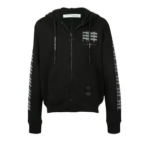Off-White Diag Indus Slim Zipped Hoodie - Black