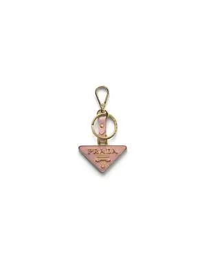 Prada Saffiano Leather And Metal Keychain Pink