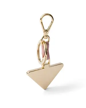 Prada Saffiano Leather And Metal Keychain - Pink