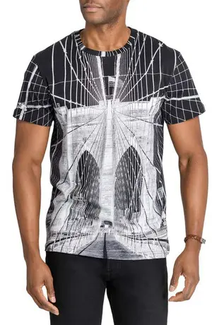 BROOKLYN BRIGADE Slim Fit Brooklyn Bridge Crew T-shirt - Black