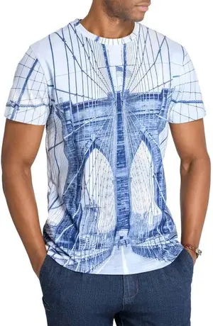 BROOKLYN BRIGADE Slim Fit Brooklyn Bridge Crew T-shirt - Blue